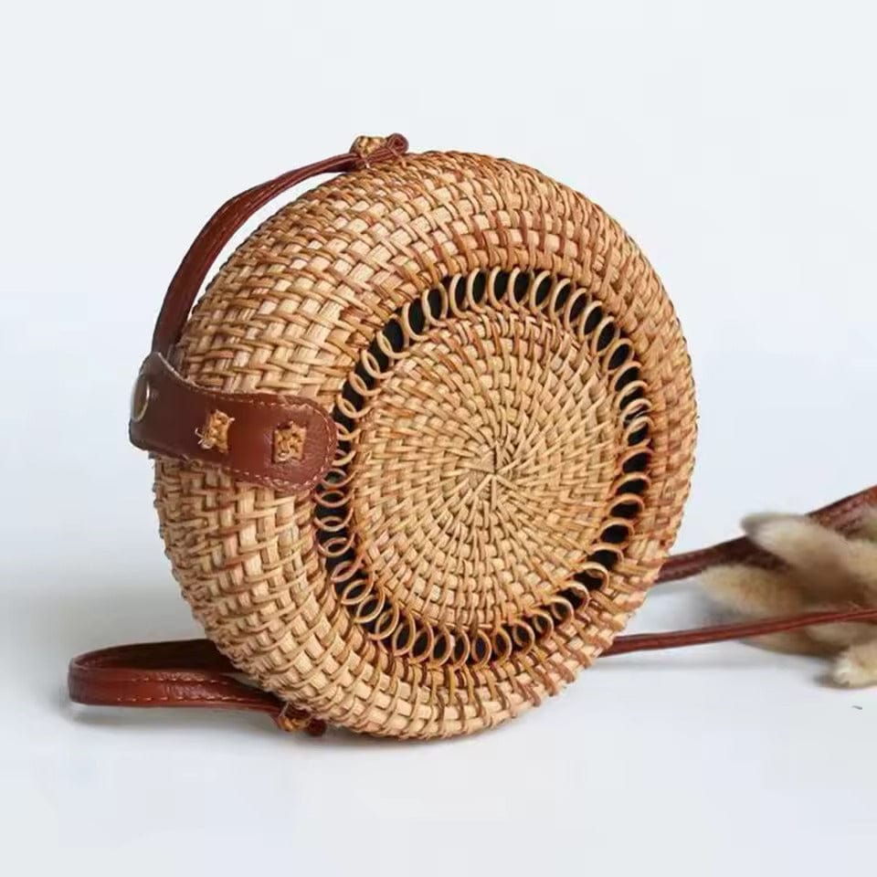 Rattan Crossbody Bag – Straw and Leather