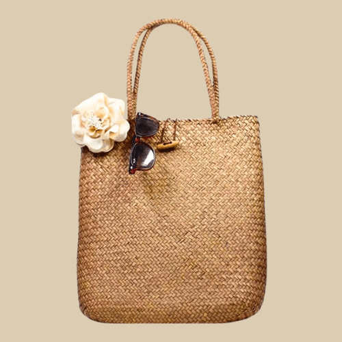 Rattan Tote Bag – Straw and Leather