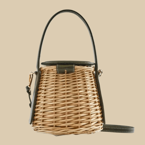 Wicker Bucket Bag – Straw and Leather
