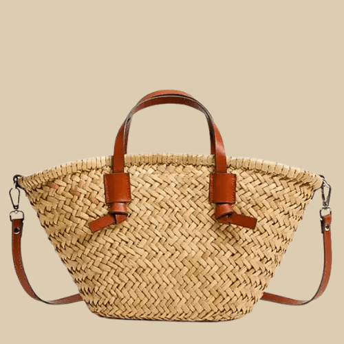 Wicker Tote Bag – Straw and Leather